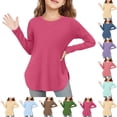 Girls Long Sleeve Shirts Kids Crewneck Soft Tunic Tops Curve Hem Side ...