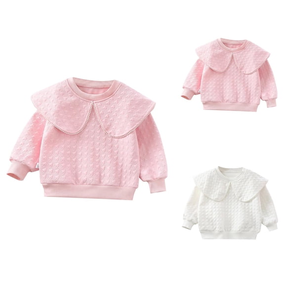 Girls Long Sleeve Shirts for Kids and Toddlers Top Blouse Solid Color ...