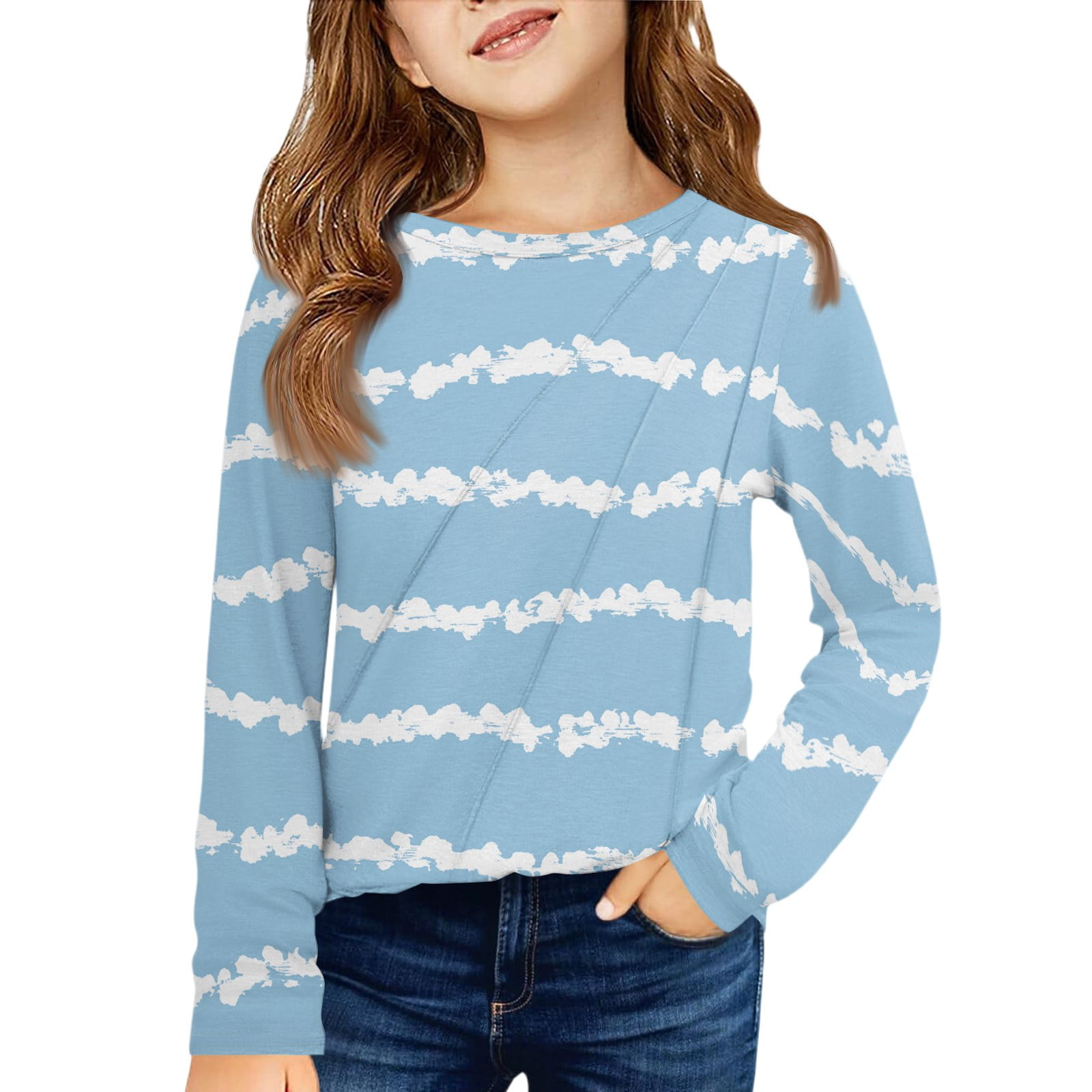 Girls Long Sleeve T Shirts Crewneck Fashion Casual Tees Kids Blouse ...