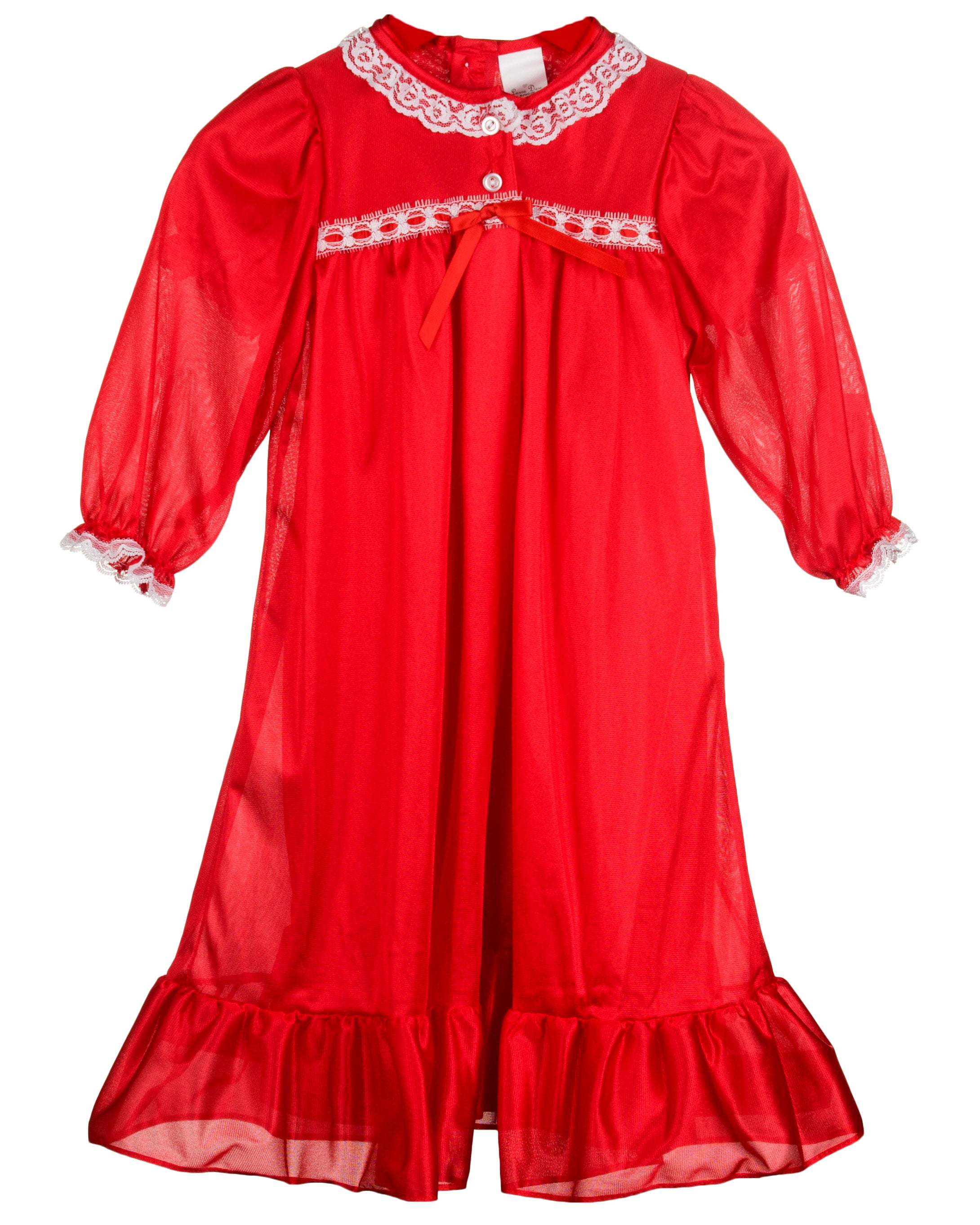 Girls Long Sleeve Traditional Peignoir Set in Solid Colors, 2T - 14 ...