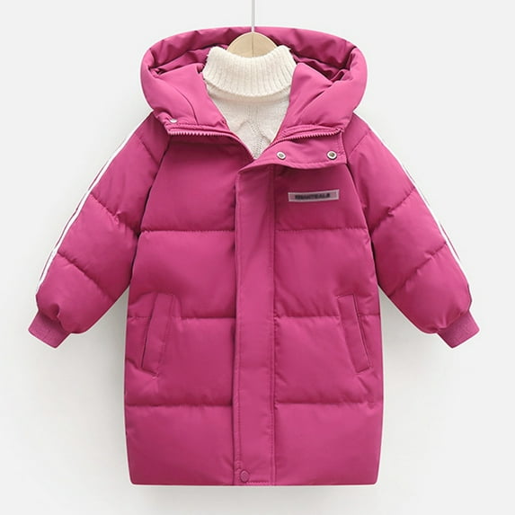Girls Long Warm Winter Jacket Hooded Padded Coat – Windproof Outdoor ...