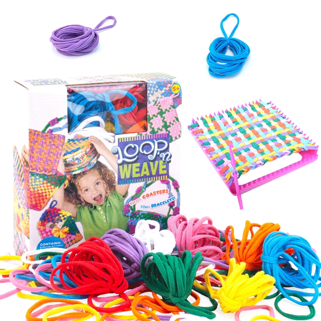 Weaving Loom Kit, Elastic DIY Knitting Kit Crafts for Girls, Potholder Loom Knitting Kits Gifts ...