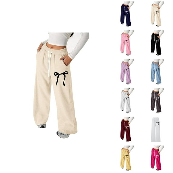 Girls Loose Fit Sweatpants Casual Athletic Pants for Kids Loose Fit Bow ...