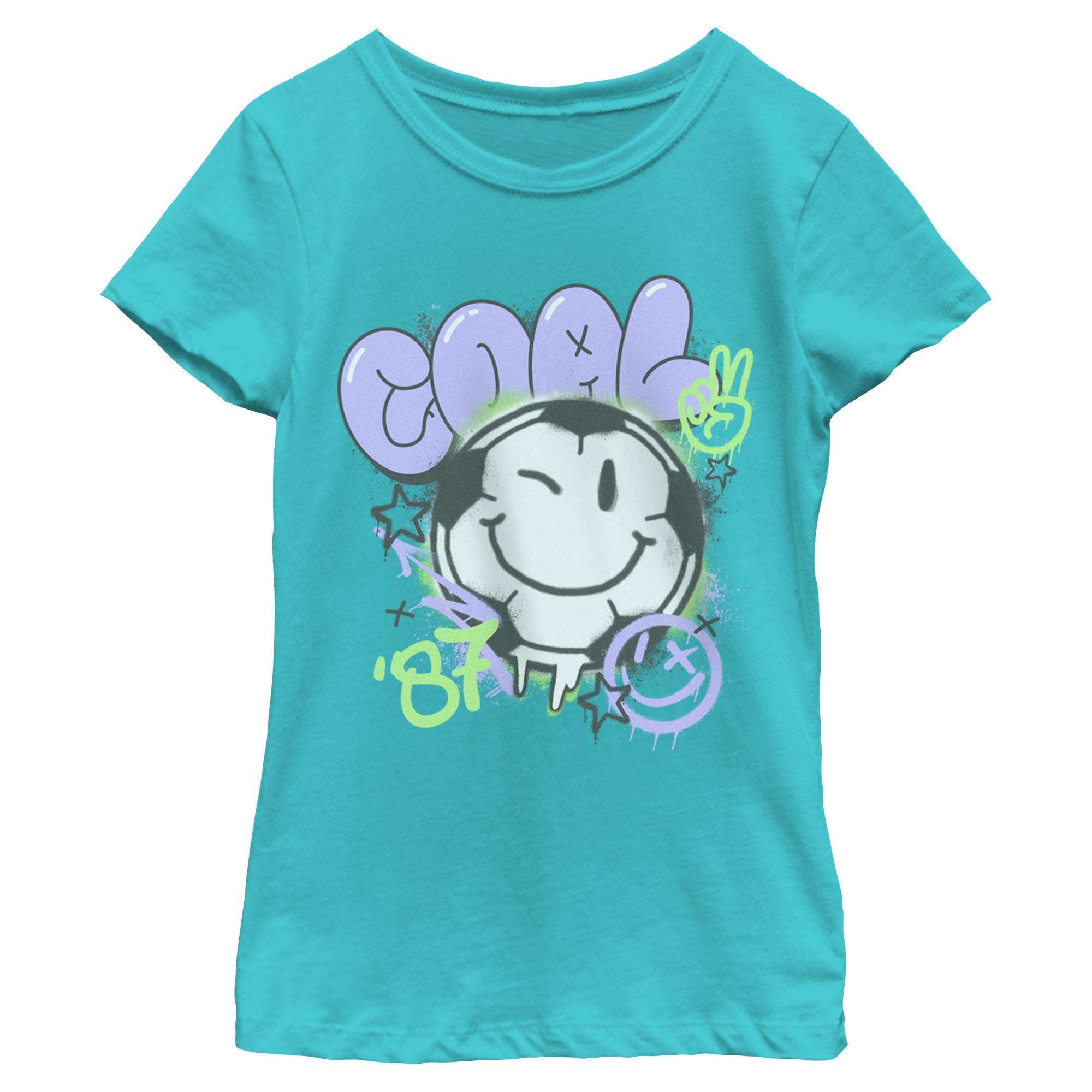 Girls Lost Gods Soccer Ball Smiley Face T Shirt - Walmart.com