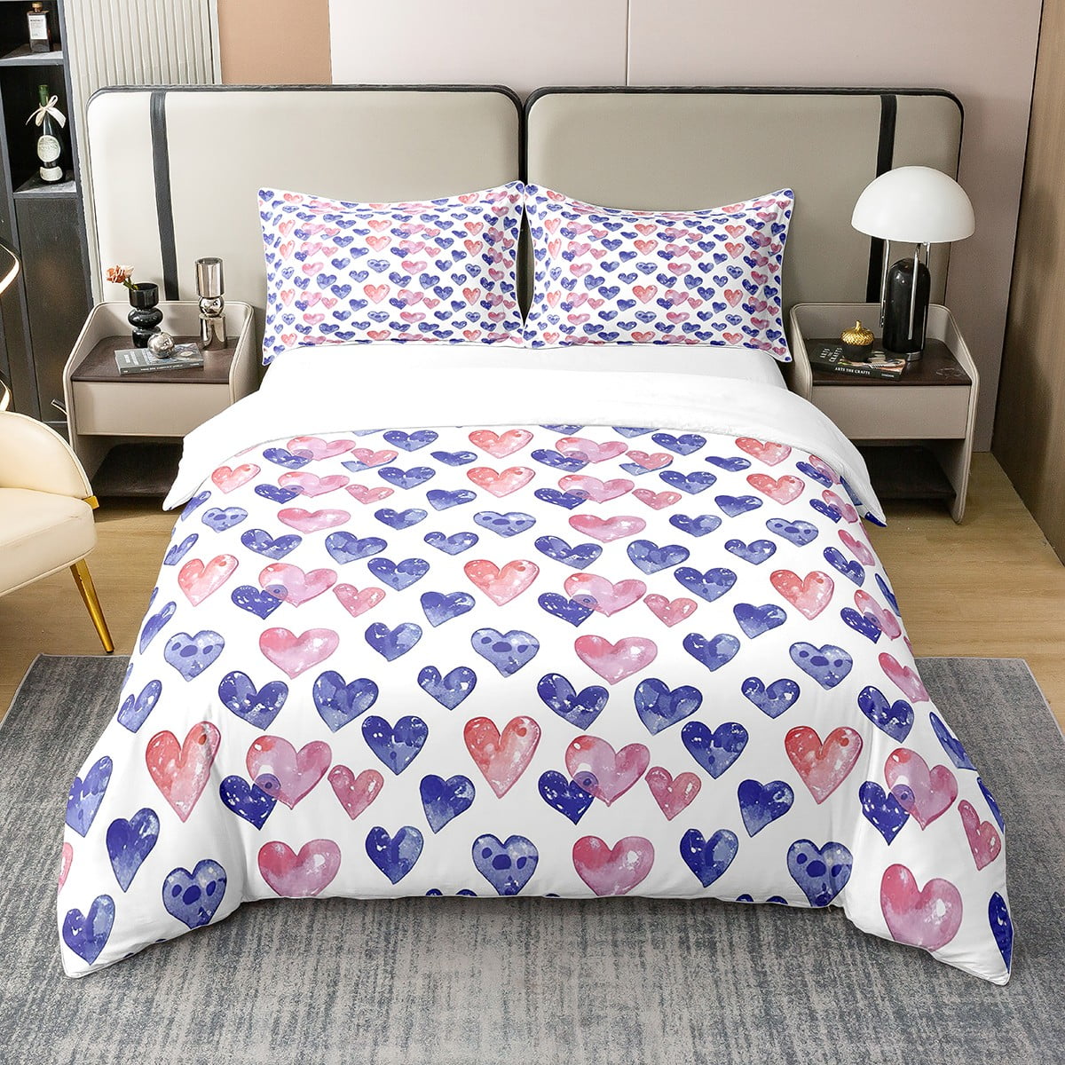 Girls Love Heart 100% Cotton Bedding Set for Teens Adults,Cartoon ...