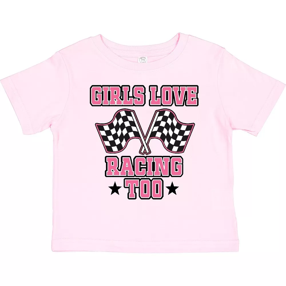 Girls Love Racing Rally Flags Toddler T-Shirt Cars Childs Child Kid Baby Clothing, Cute Baby ...