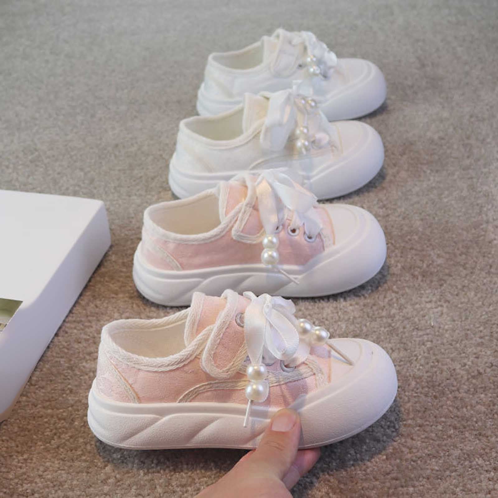 Girls' Low Top Canvas Sneakers Cute School Sports Shoes Lightweight ...