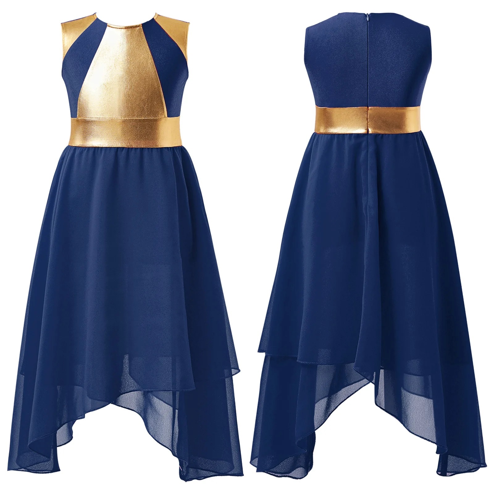 Girls Lyrical Dance Dress Modern Ballet Costume Irregular Hem Skirt ...