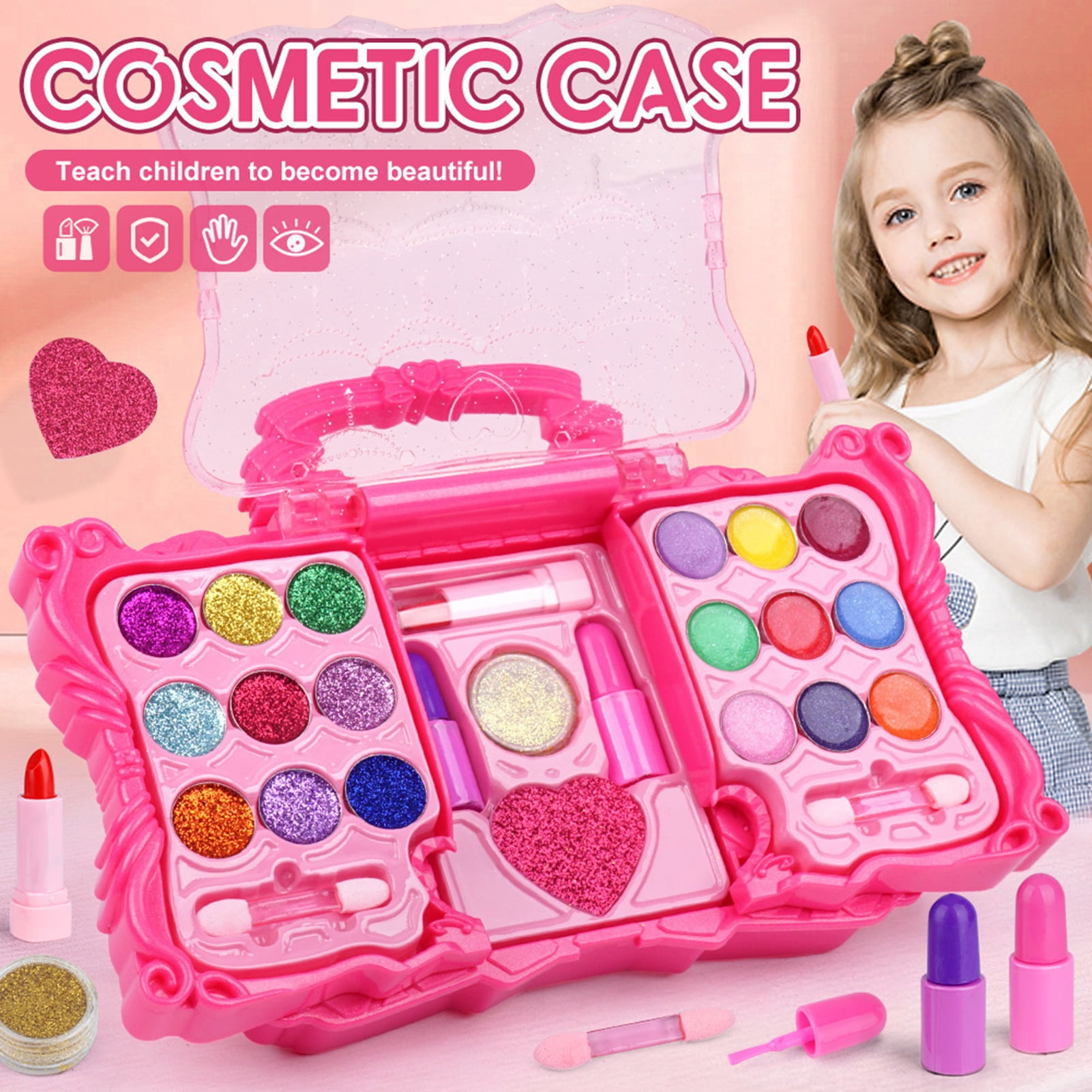 Girls Makeup Kit Little Princesses Eyeshadow Lipstick Blush Pretend ...