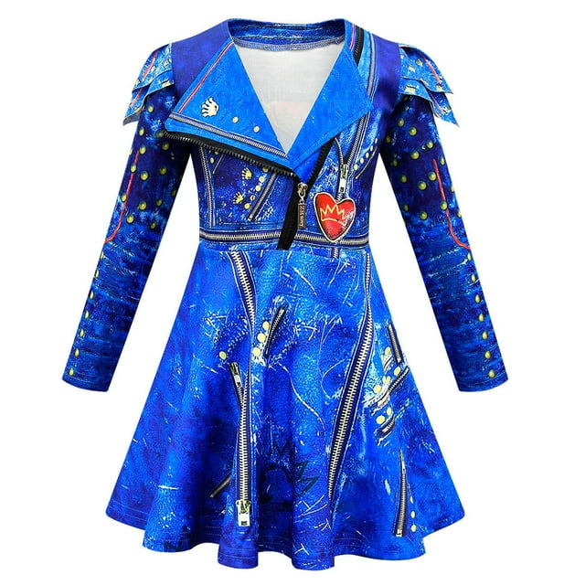 Girls Mal Costume Cosplay Dress with Optional Wig and Pants, Halloween ...