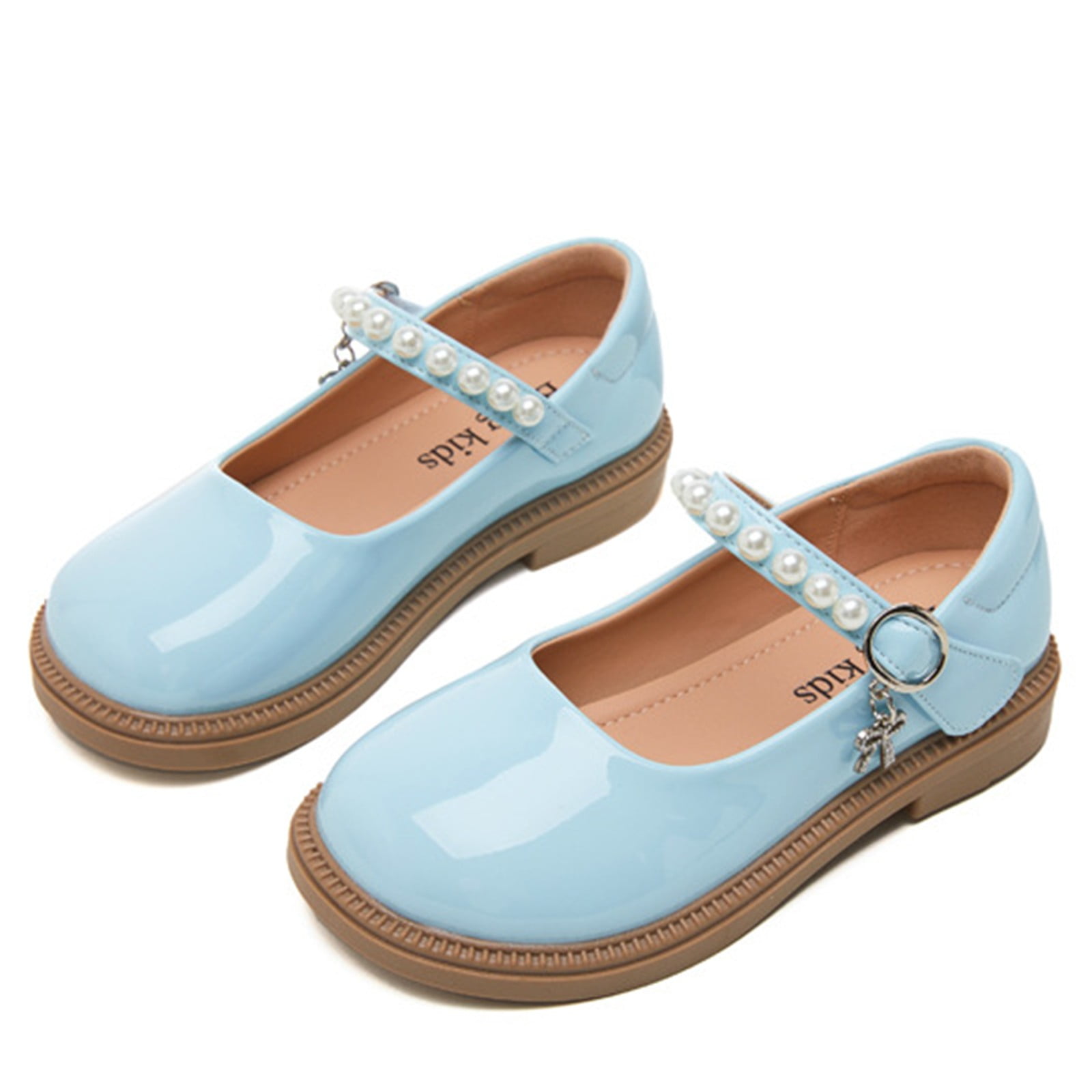 Girls Mary Jane Dress Shoes Princess Ballerina Flats Low Heels Princess ...