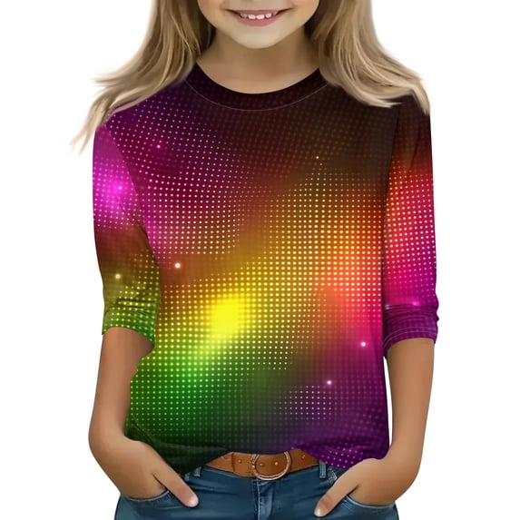 Girls Mask Print 3/4 Sleeve Tops Toddler Spring Fall Casual Party Tunic ...