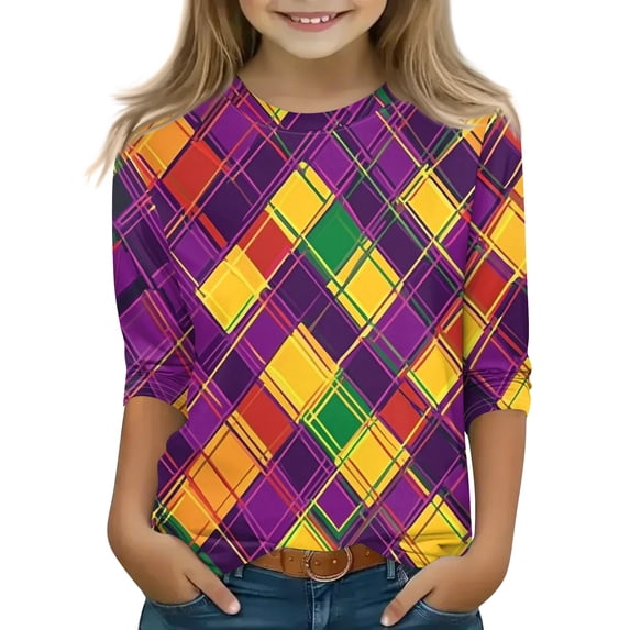 YOUYEDIAN Girls Mask Print 3/4 Sleeve Tops Toddler Spring Fall Casual ...