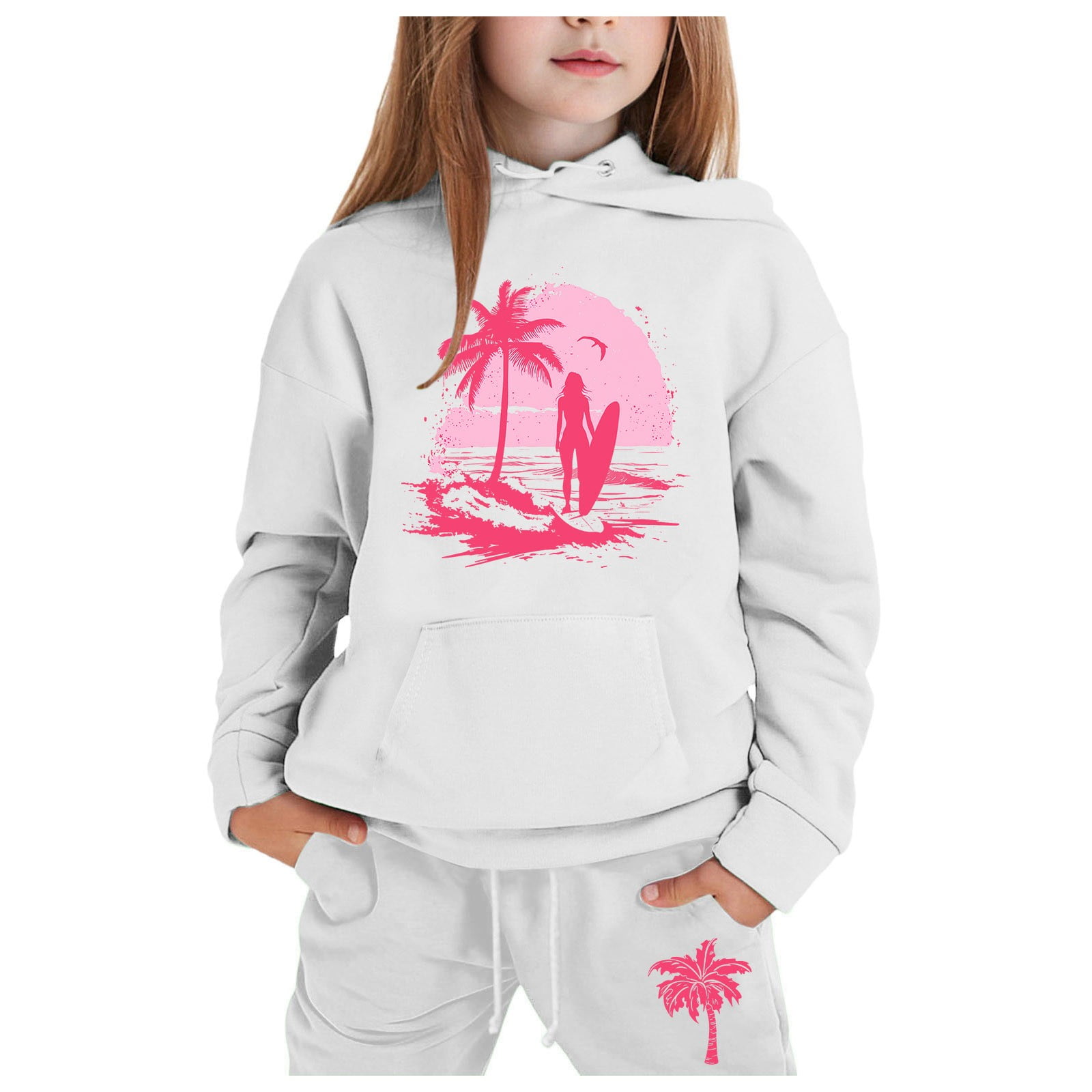 Girls Matching Outfits Cute Graphic Tracksuit Hoodie and Jogger Set ...