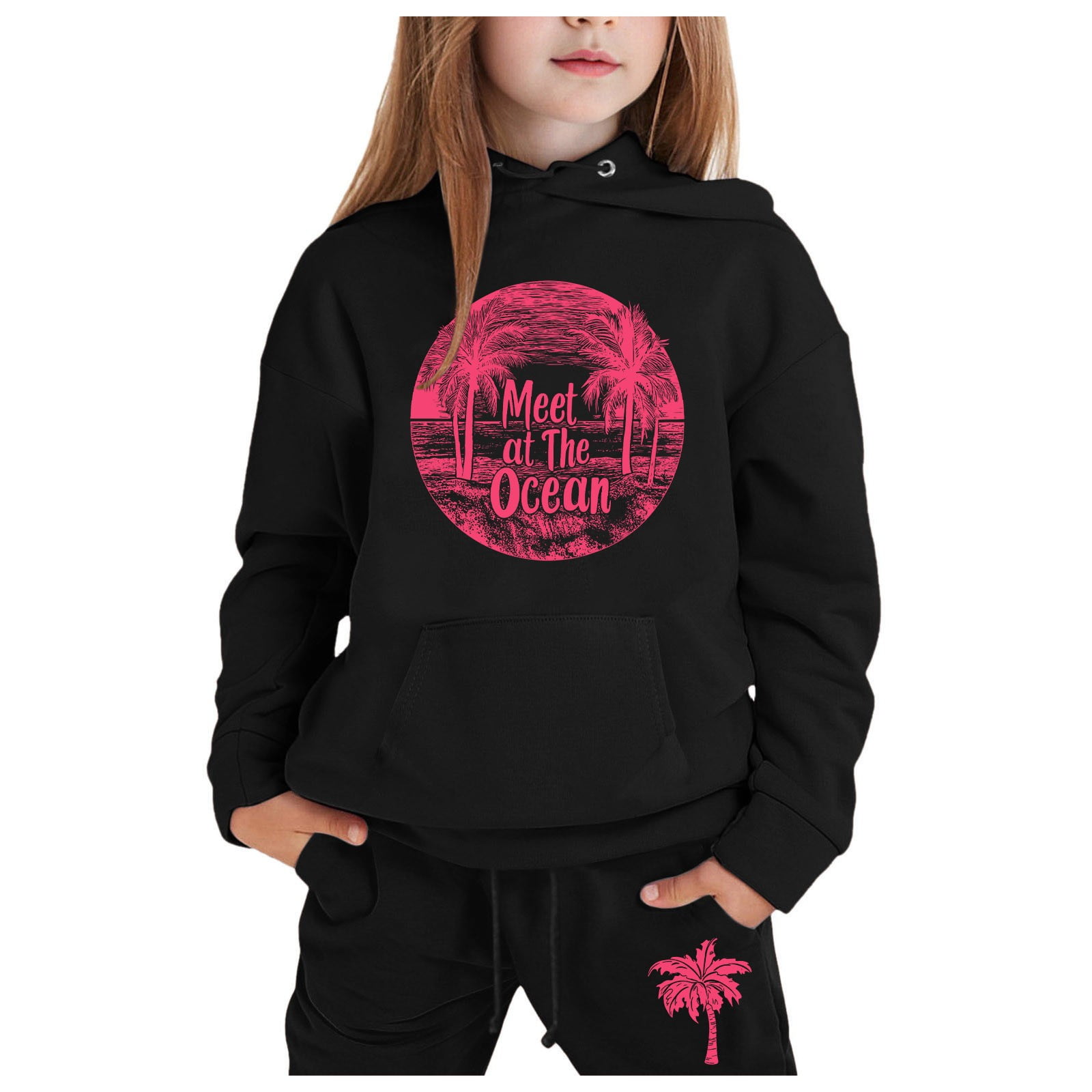 Girls Matching Outfits Cute Patterned Girls Pullover Hoodie & Girls ...