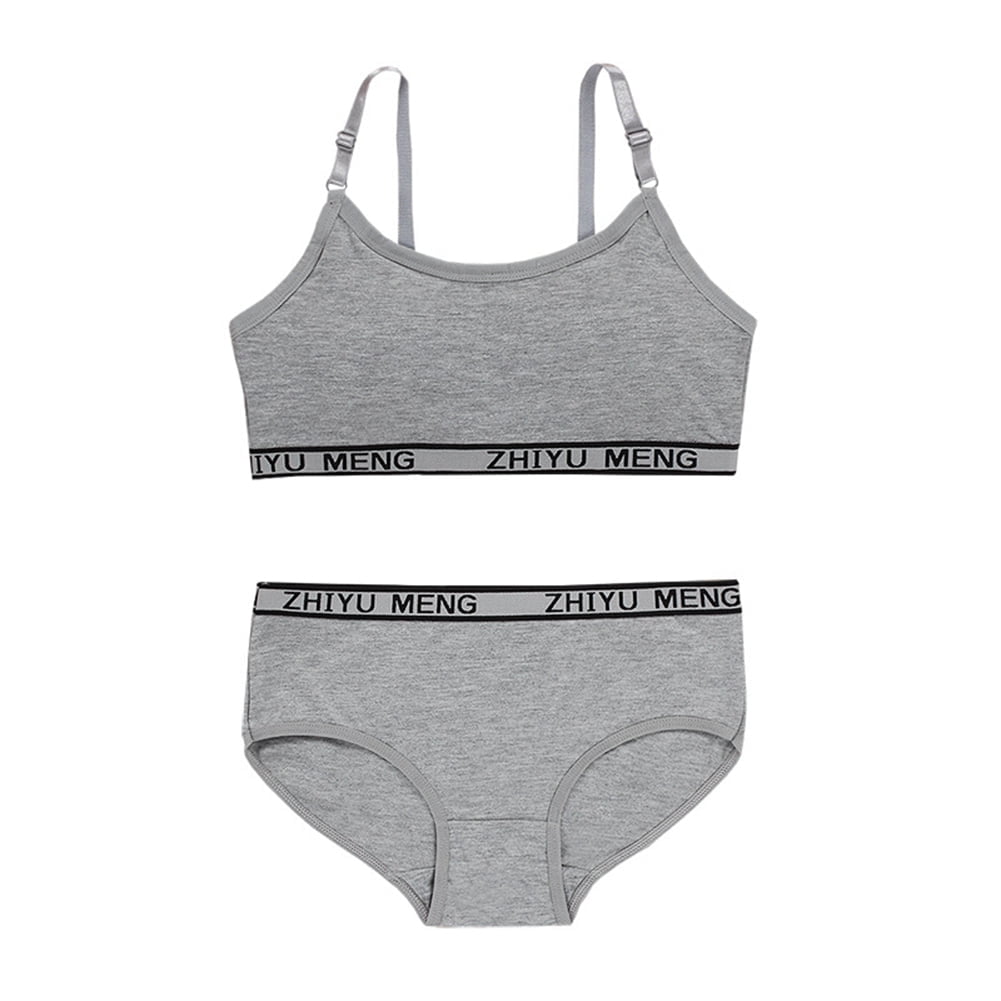 Girls' Matching Training Bra Set – 2 Piece Seamless Sports Bralette Set ...