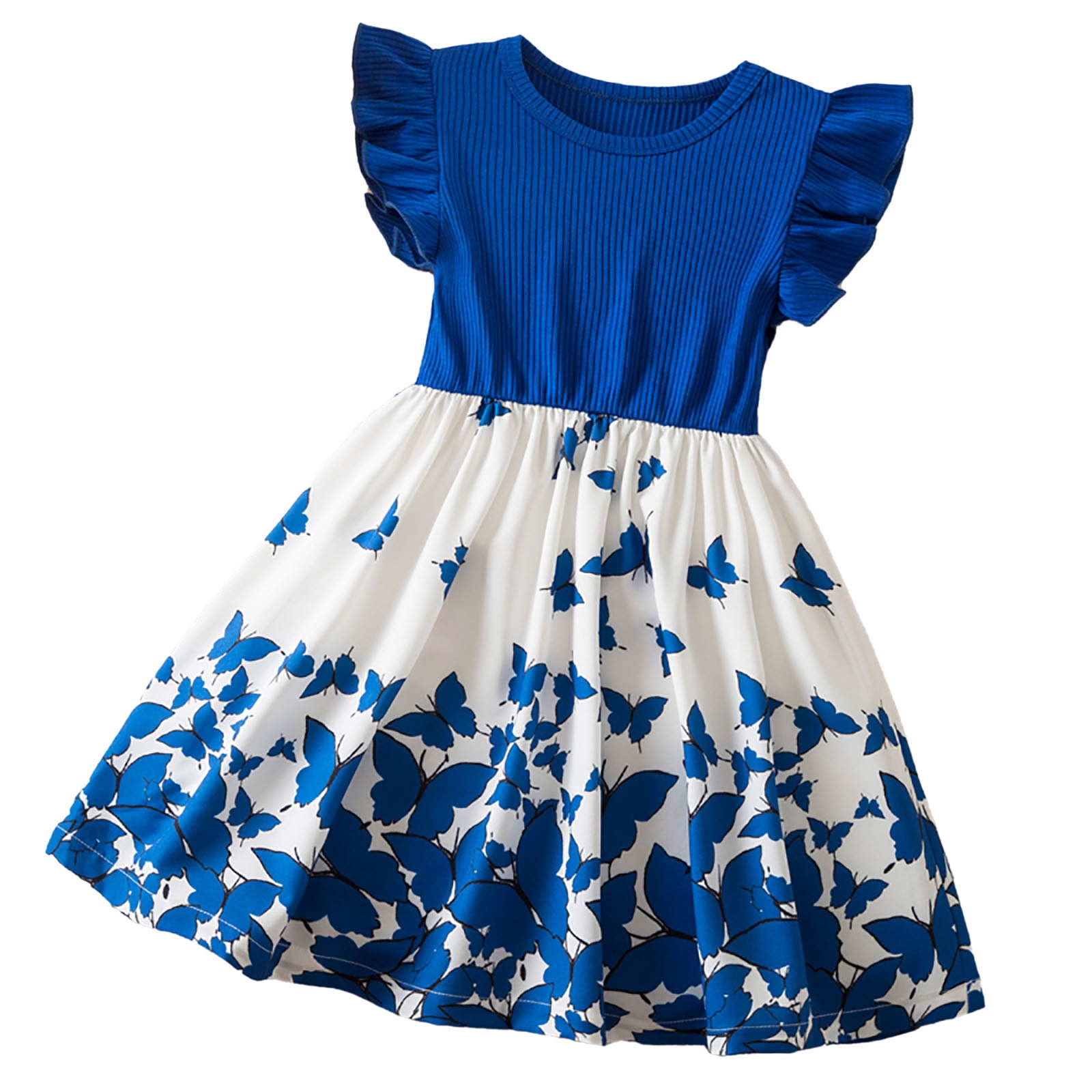 Girls Maxi Dress Toddler Children Girls Fly Sleeve Cartoon Prints Party ...