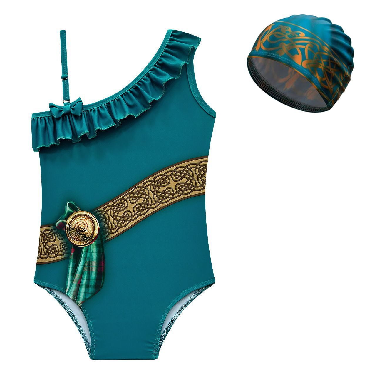 Girls Merida Princess Swimsuit One Piece Bathing Suit Swimwear ...