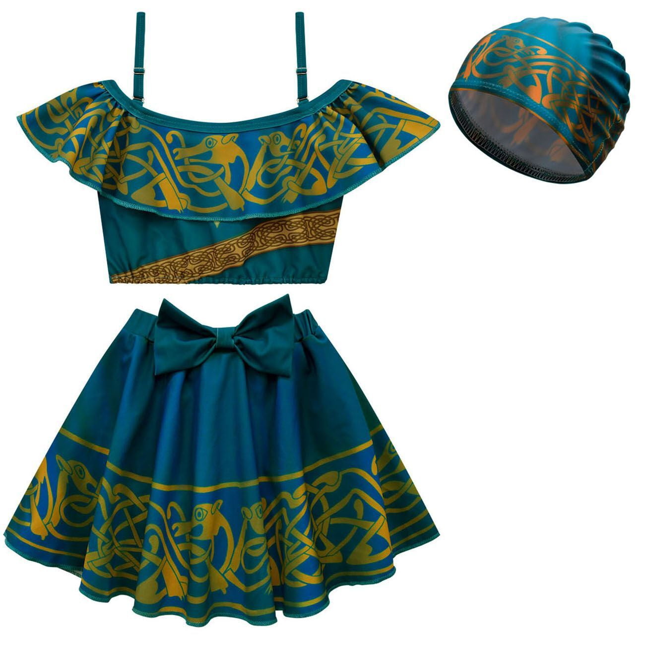 Girls Merida Swimsuit Princess Two-Piece Bathing Suit Tankini w/Swim ...