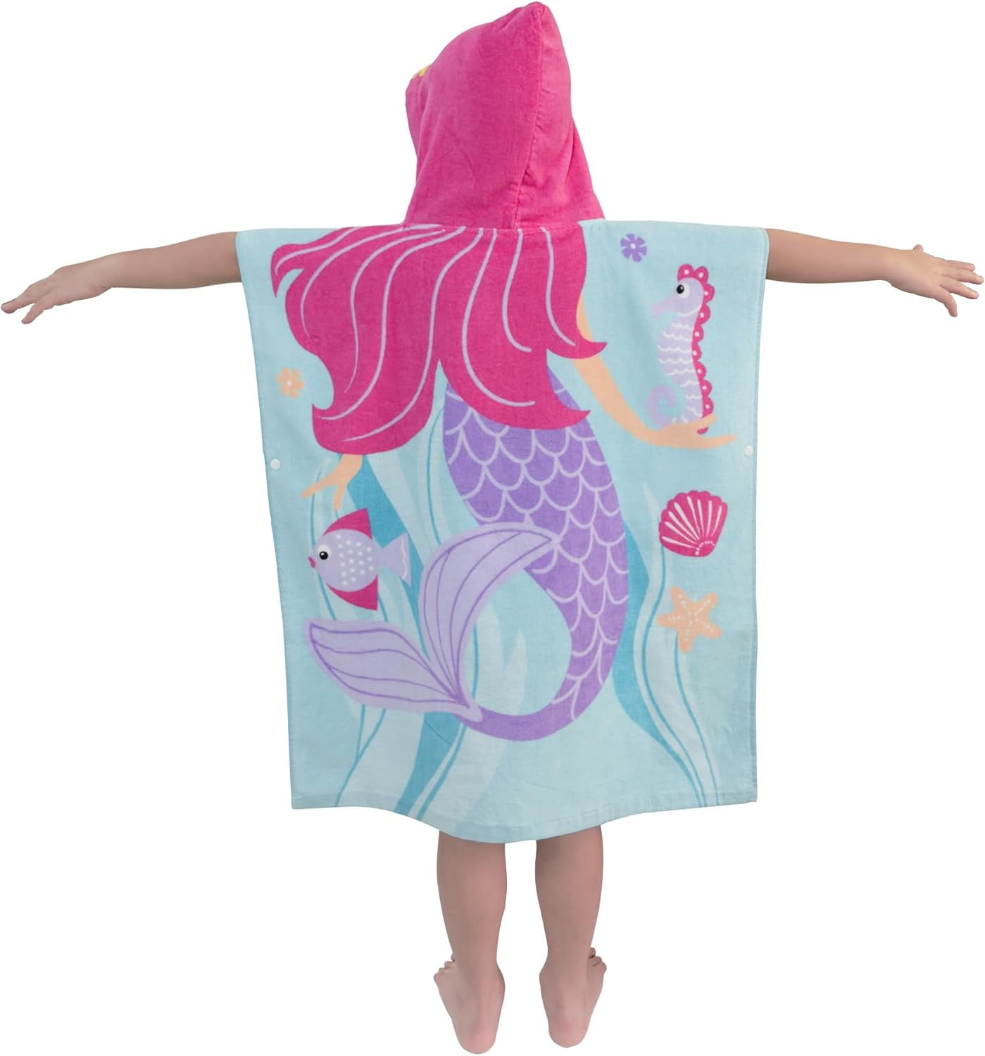 Girls Mermaid Bath Towel Hooded - Cotton Kids Beach Towel for Ages 1 to ...