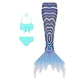 Girls Mermaid Bathing Suit 3 Piece Swimsuit Set with Tail Summer ...