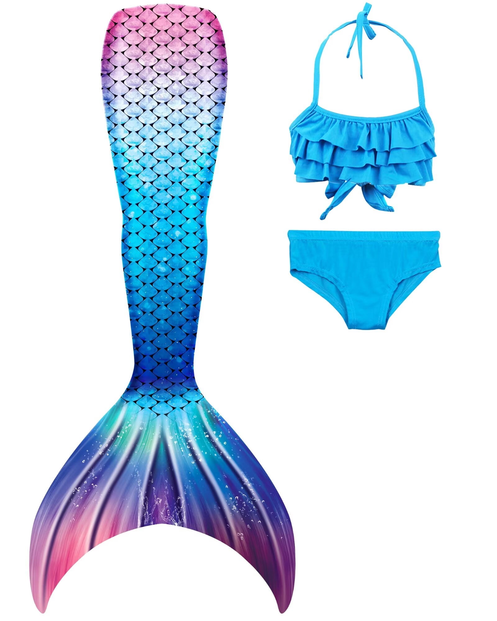 Hejin Mermaid Tail for Girls 3Pcs Kids Mermaid Swimwear Costume Bathing ...