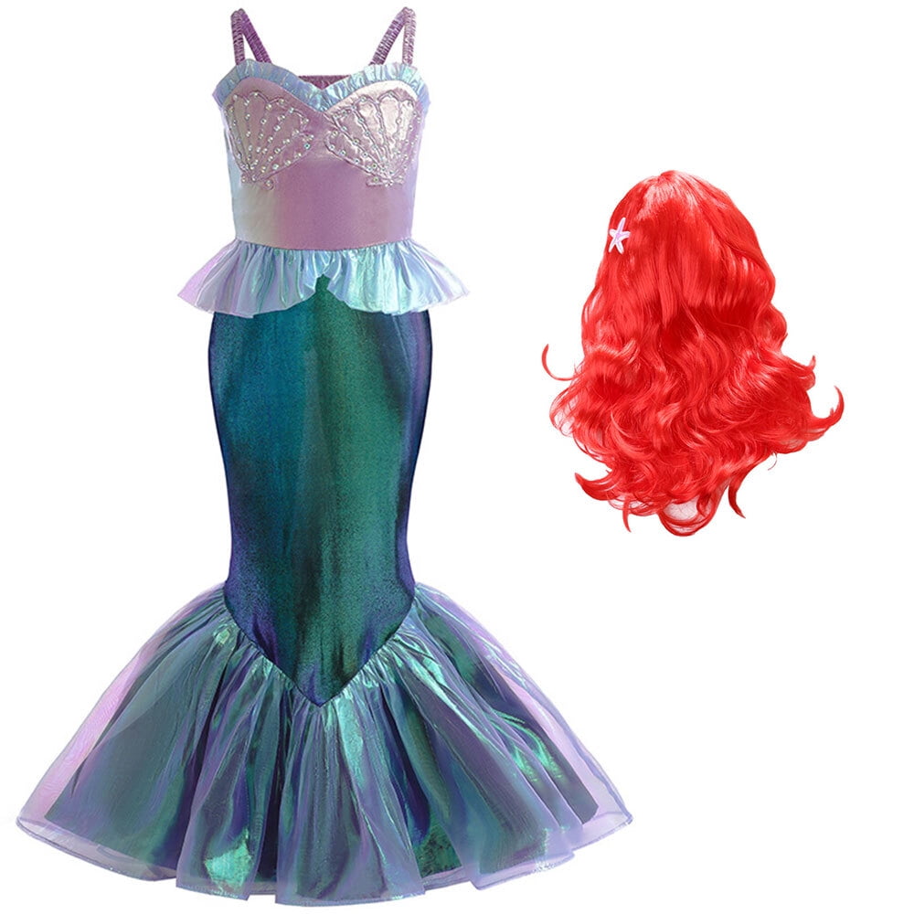 Girls Mermaid Princess Dress Ariel Costume for Kids Halloween Dress-Up ...