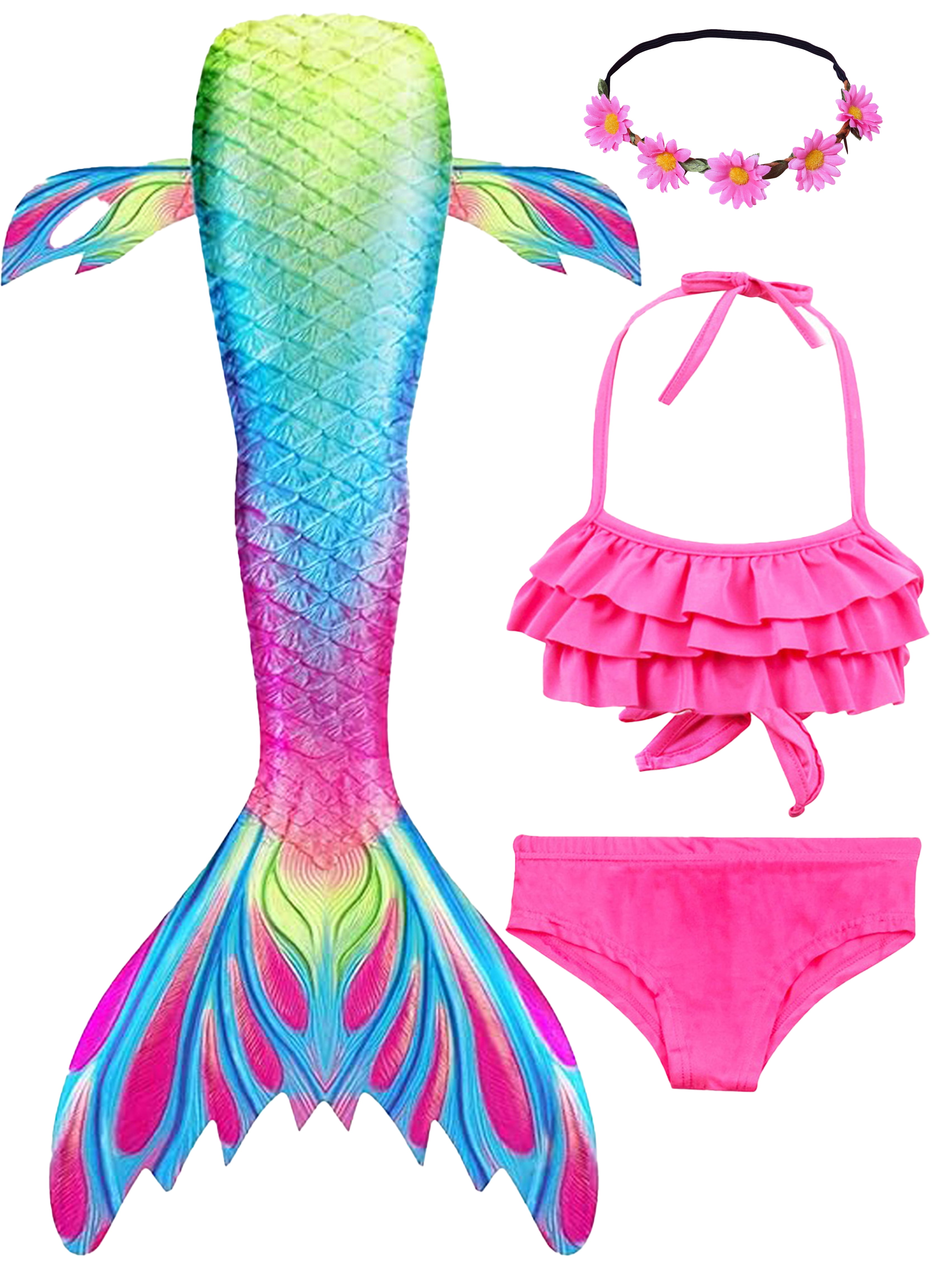Girls Mermaid Swimming Tail Kids Mermaid Bathingsuit Sea Costume 3 ...