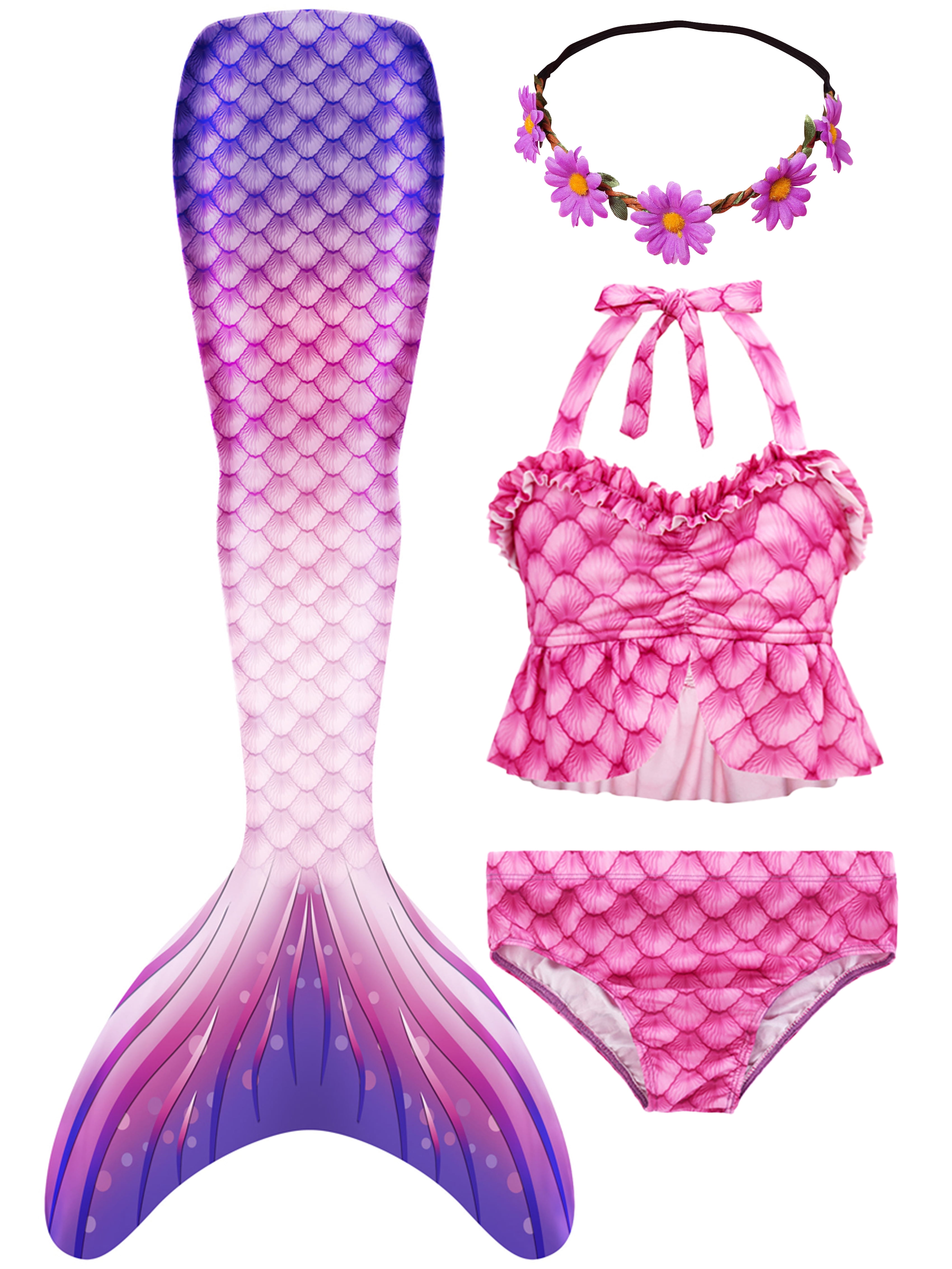 Girls Mermaid Swimming Tail Kids Mermaid Bathingsuit Sea Costume 3 ...