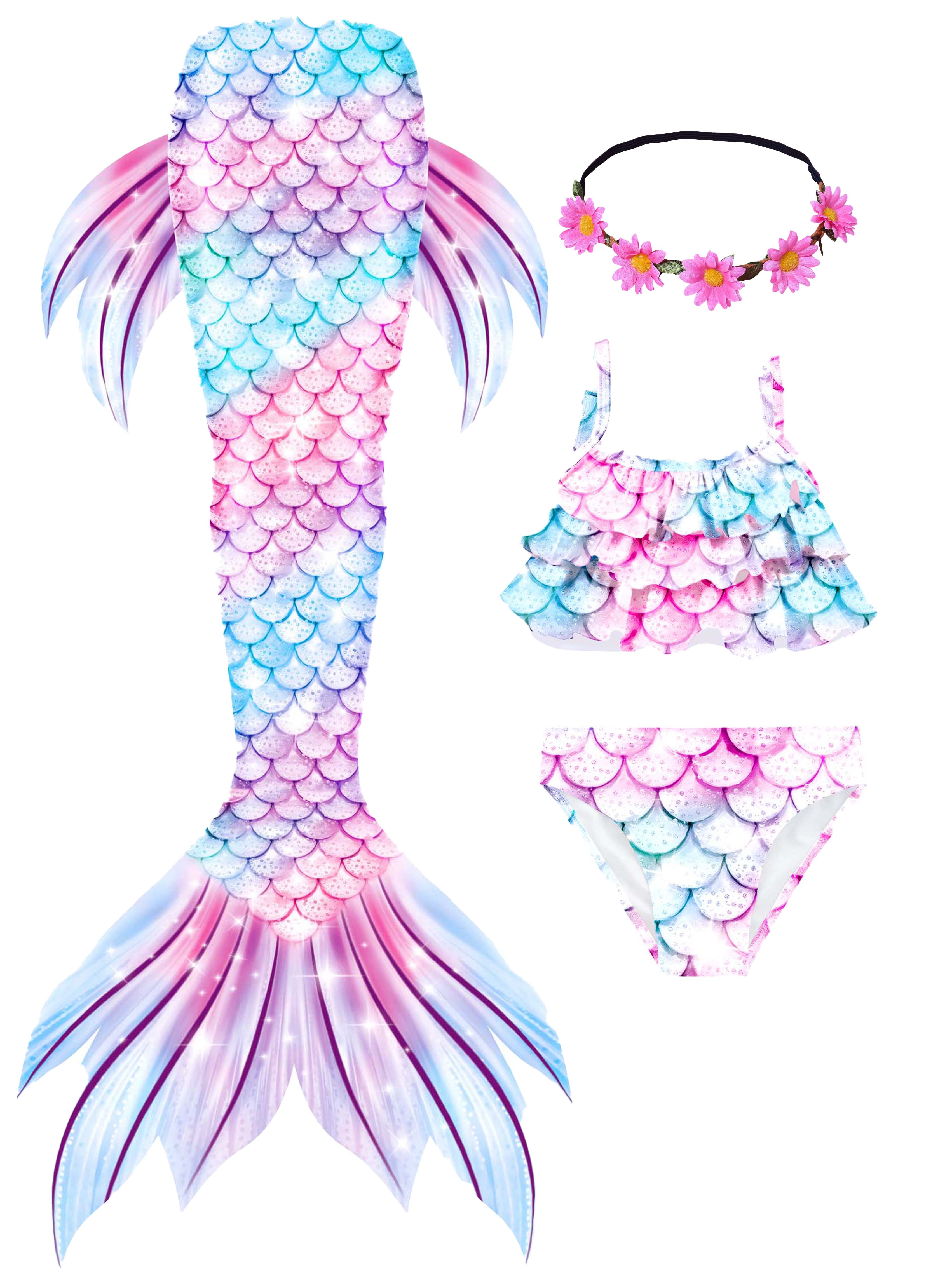 Girls Mermaid Swimming Tail Kids Mermaid Swimwear Sea Costume 5-6Years ...