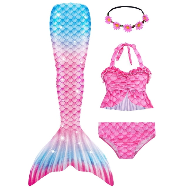 Girls Mermaid Swimming Tail Kids Mermaid Swimwear Sea Costume 5-6Years ...