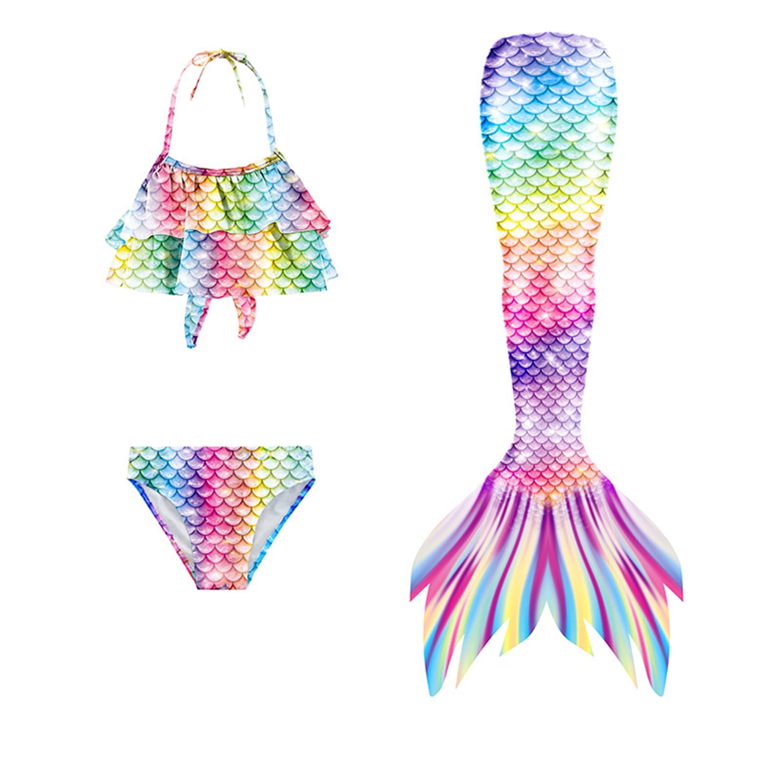 Girls Mermaid Swimsuit Kids Mermaid Tail Bikini Fish Tail Set Girls ...