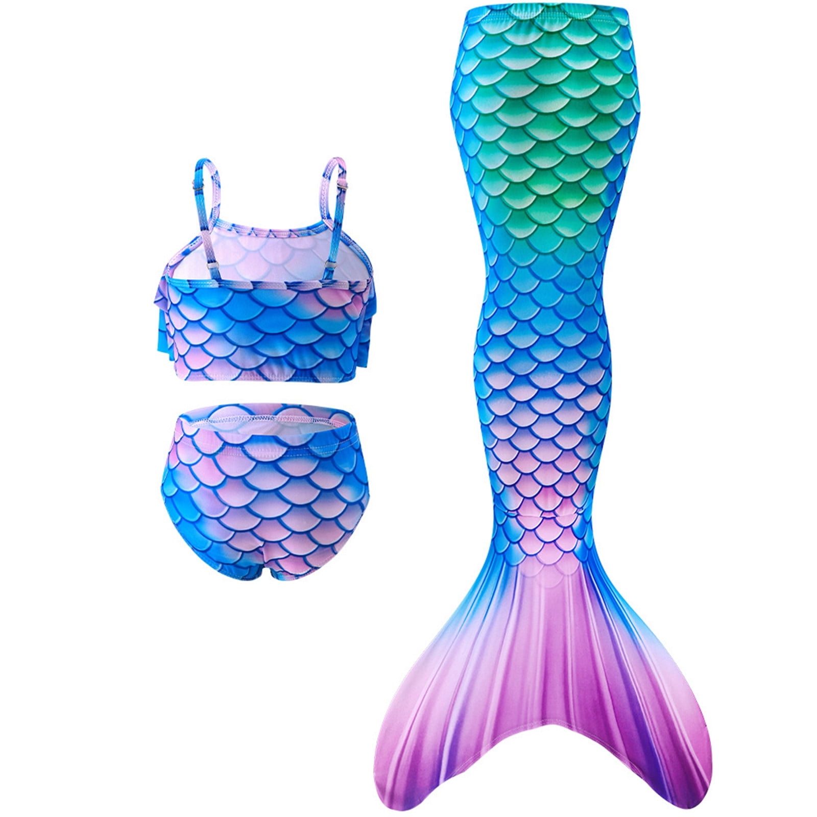 Girls Mermaid Swimsuit with Tail 4t Sequin Dress Ruffle Bathing Suit ...