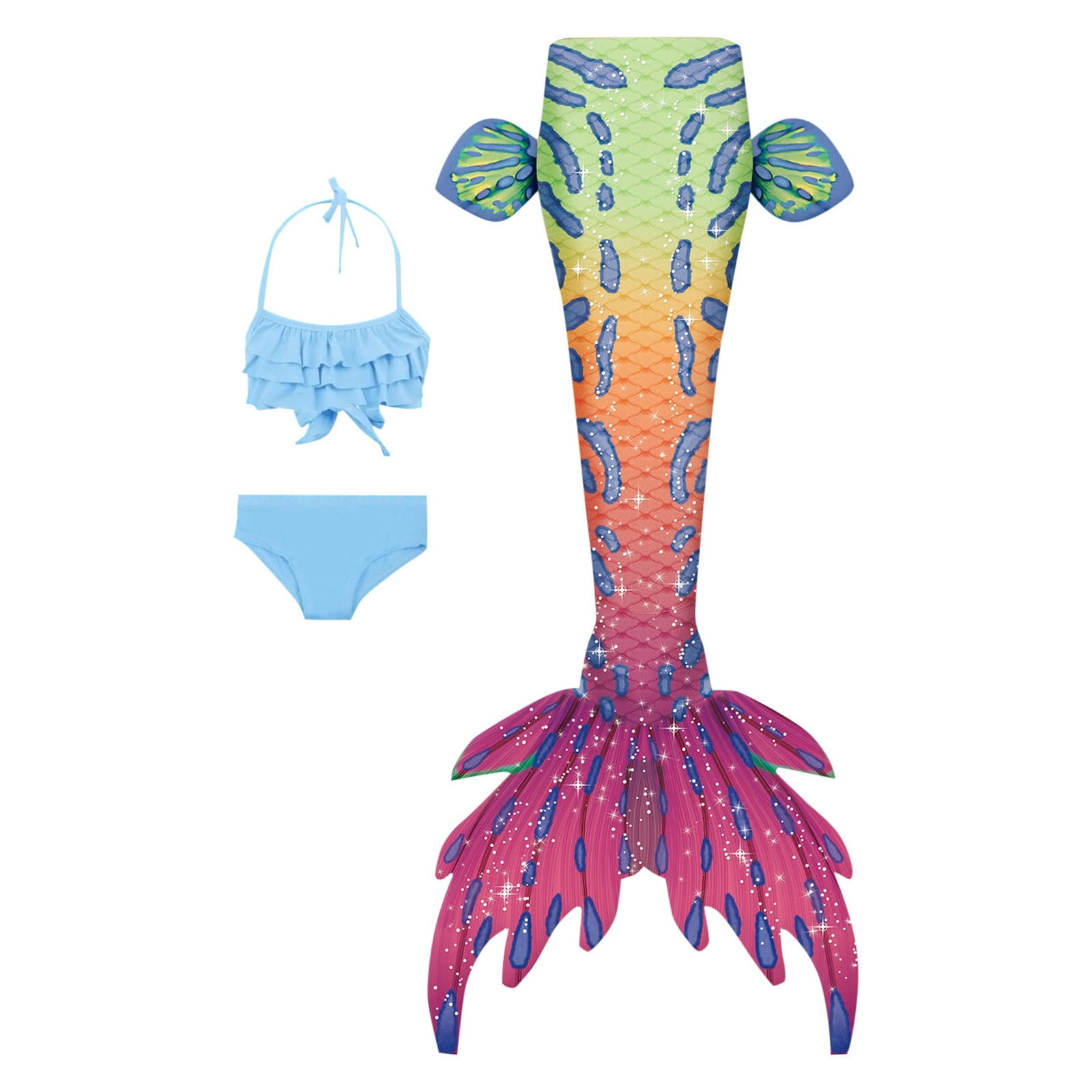 Girls Mermaid Swimsuit with Tail Mermaid Tail Mermaid Costume Fishscale ...
