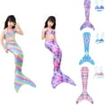 Girls Mermaid Tail for Swimming Cute Ruffle Tankini Bathing Suit Fish ...
