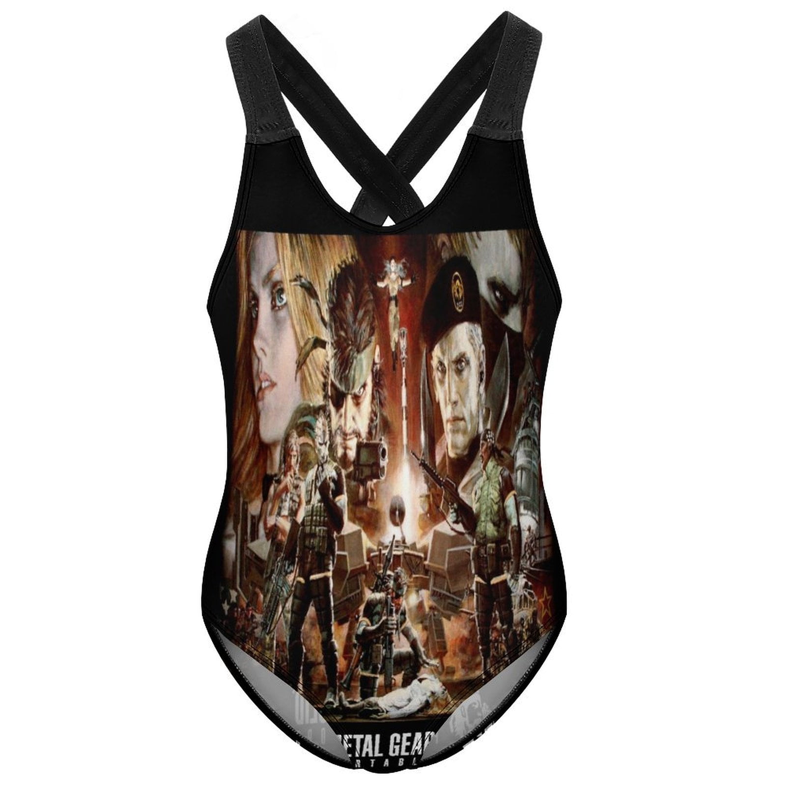 Girls Metal Ge-ar So-lid One Piece Swimsuits Bathing Suits Cross Back ...