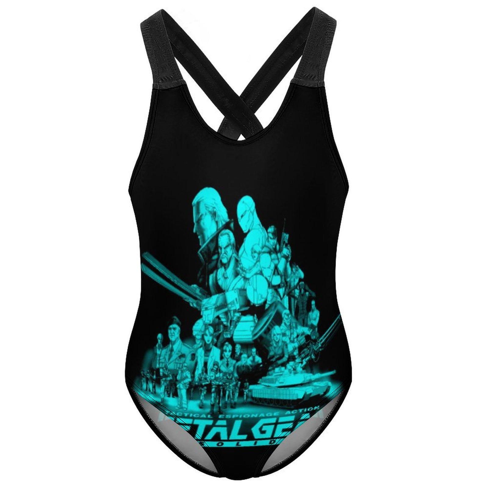 Girls Metal Ge-ar So-lid One Piece Swimsuits Bathing Suits Cross Back ...