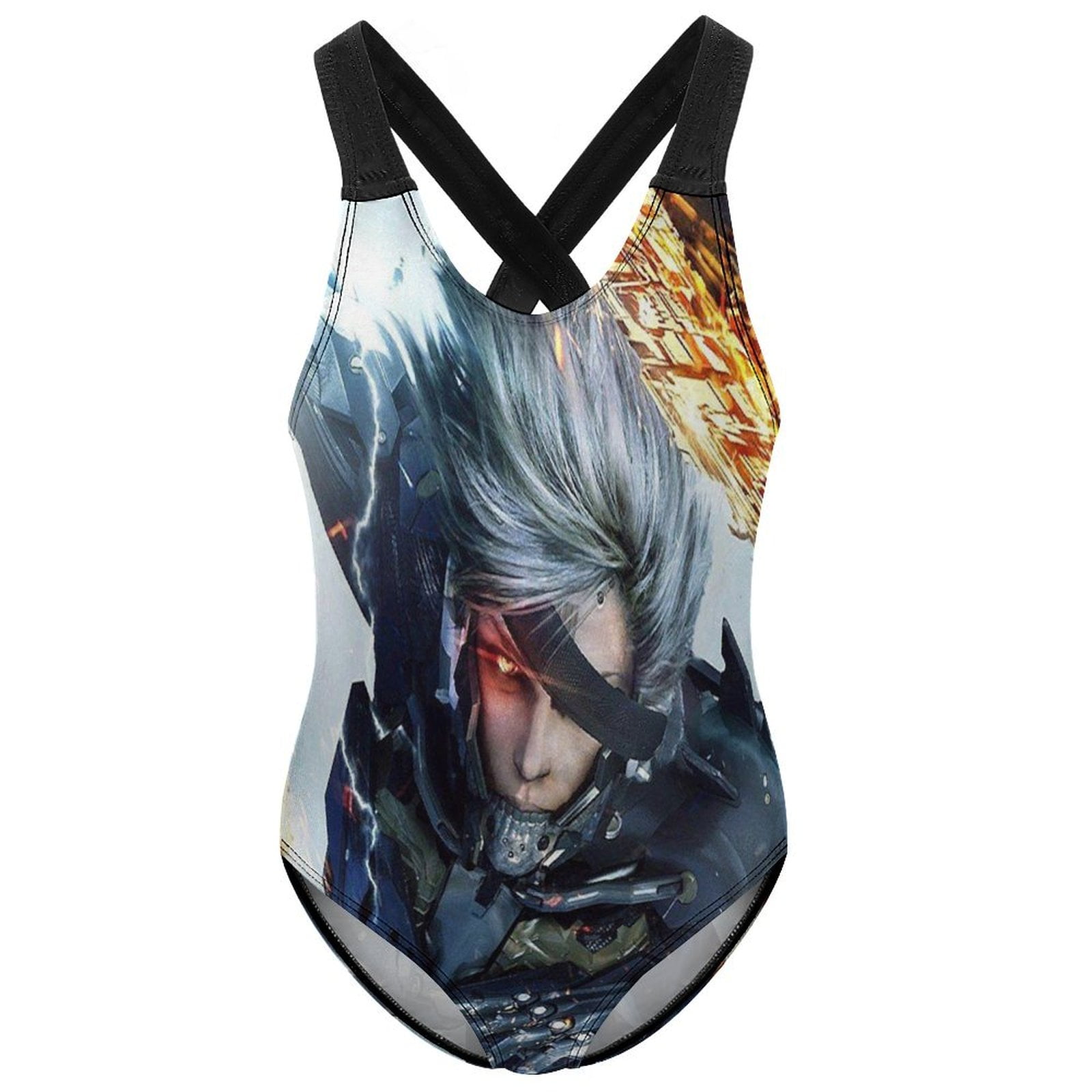 Girls Metal Ge-ar So-lid One Piece Swimsuits Bathing Suits Cross Back ...