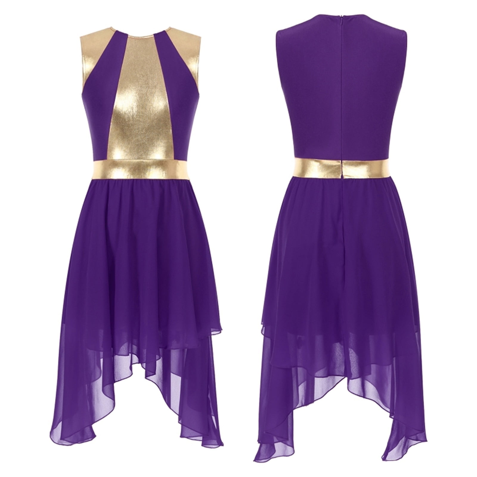 Girls Metallic Praise Dance Dress Sleeve Liturgical Dancewear Full ...