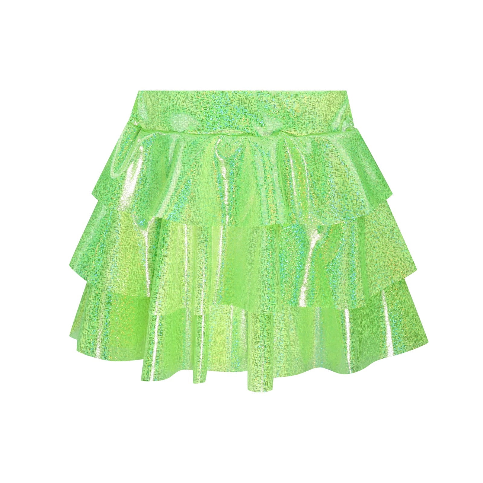 Girls Metallic Skirt 3 Layer Ruffle Skirt Sparkly Shiny Skirt For Party ...
