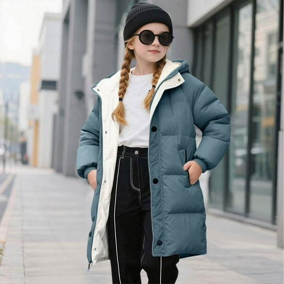 Girls Mid-Length Padded Cotton Coat - Fashion Thickened Winter Jacket ...