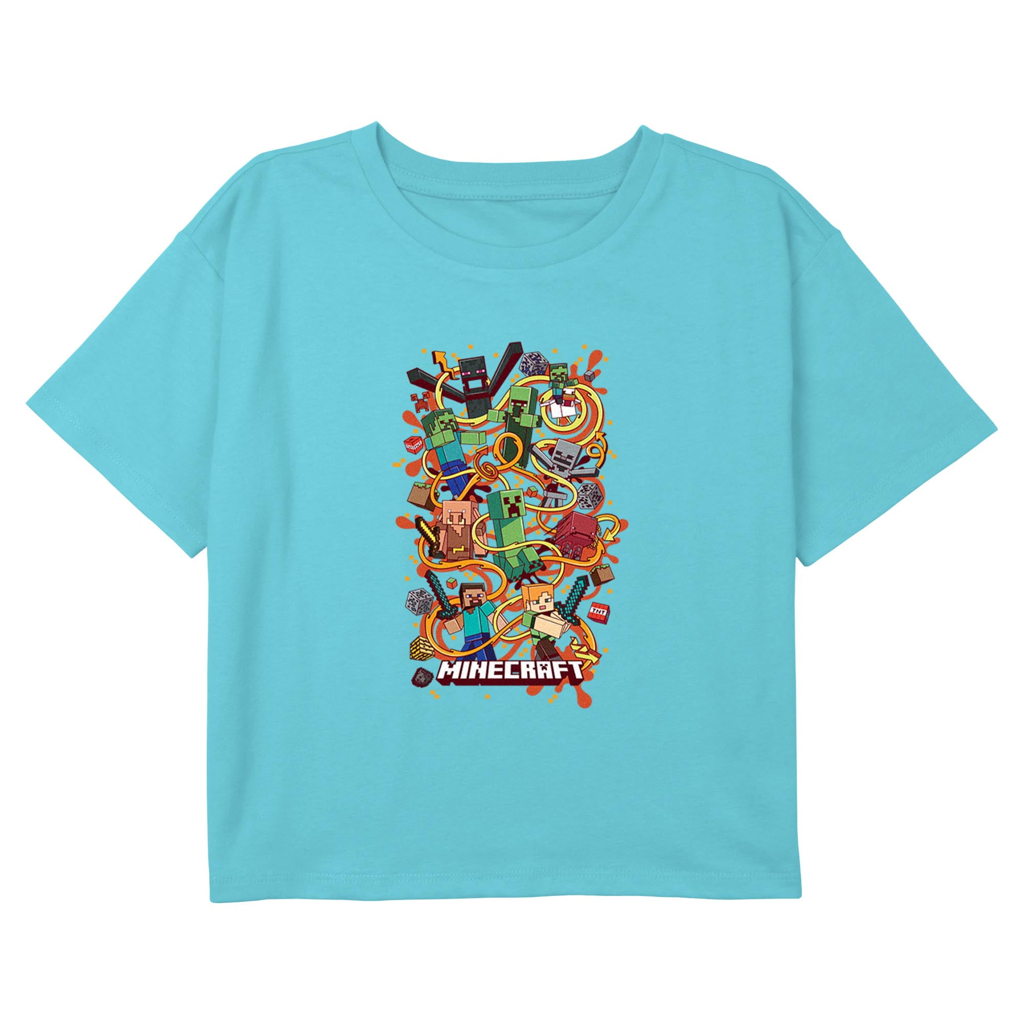 Girls Minecraft Creepers Arrow Mashup Graphic Cropped T-Shirt - Walmart.com
