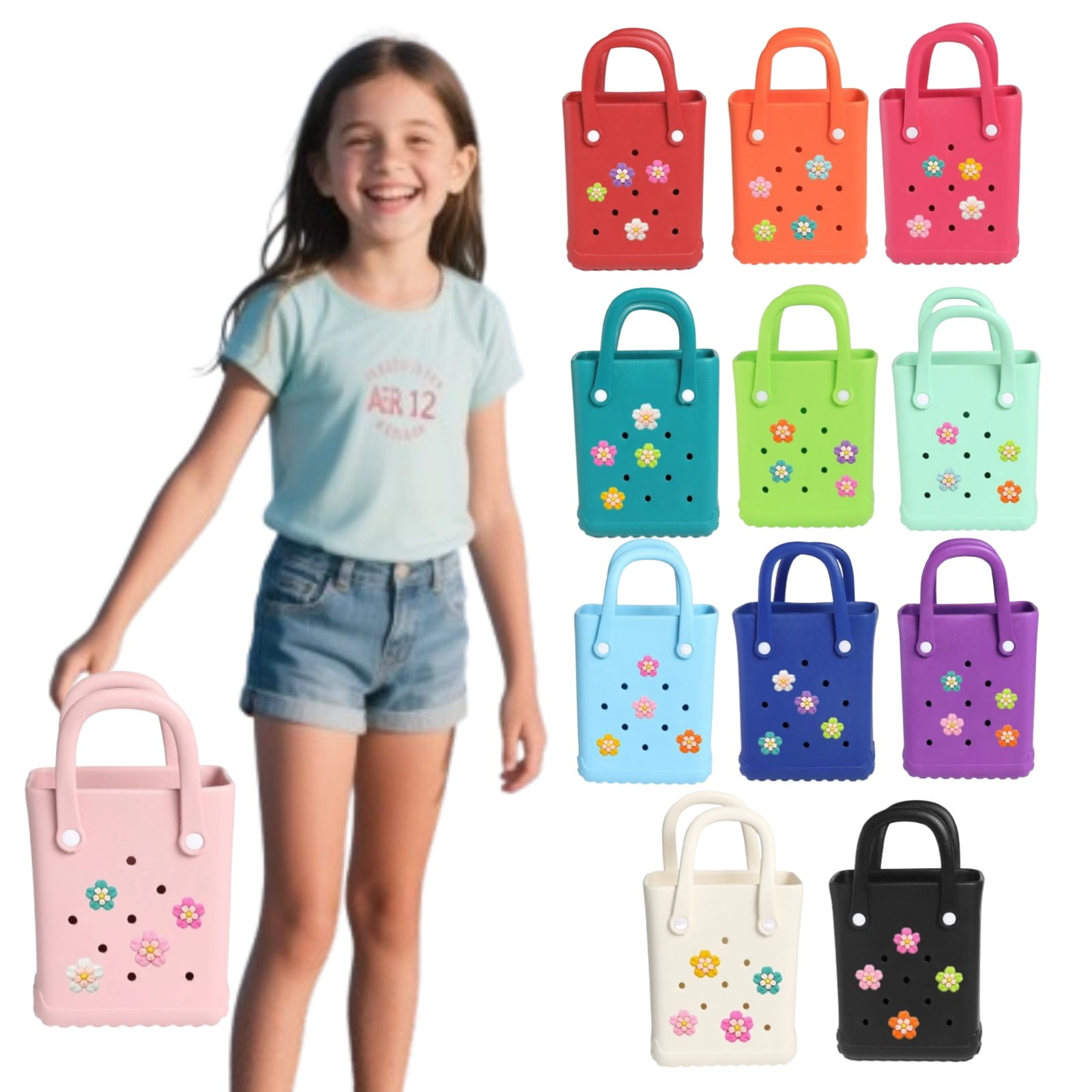 Girls Mini Beach Bag Rubber Beach Bag Swim Bag Large Capacity Travel ...