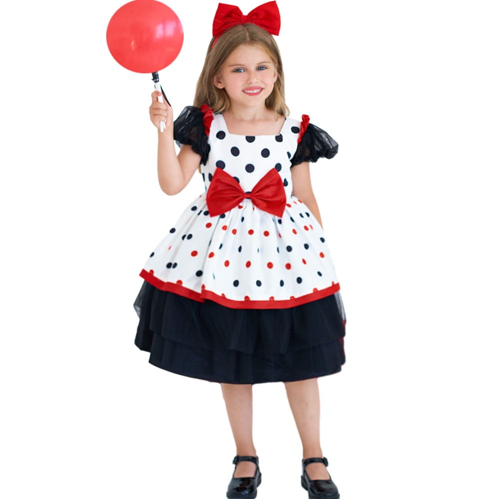 Girls' Mini Mouse Costume White Birthday Christmas Princess Gown, 3-9 Y ...