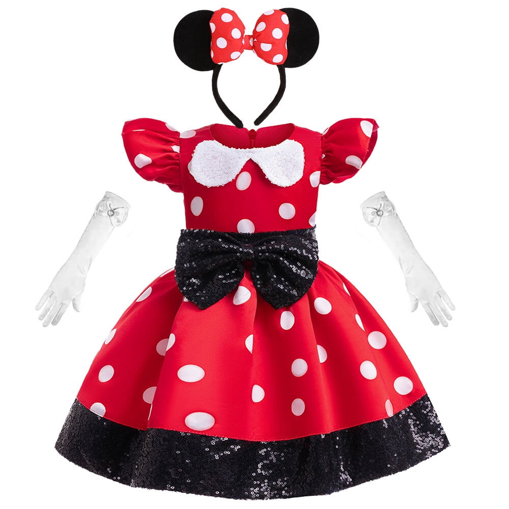 Girls Mini Mouse Princess Dress Polka Dot Costume Christmas Birthday ...