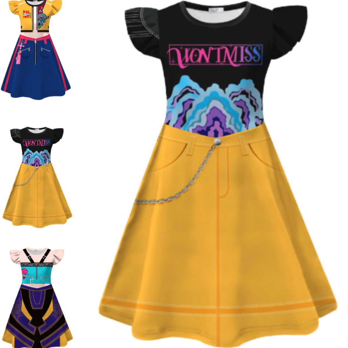 Girls Mira Demon Hunter Dress Singer Sleeveless Ruffle Mini Dresses(130 ...