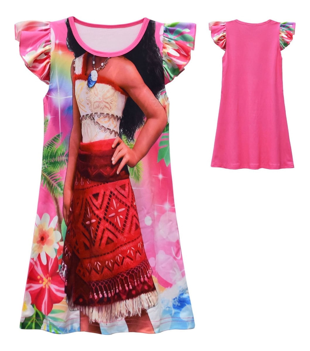 Girls Moana 2 Island Magic Pajamas Nightgown – Kids Floral Sleep Dress ...