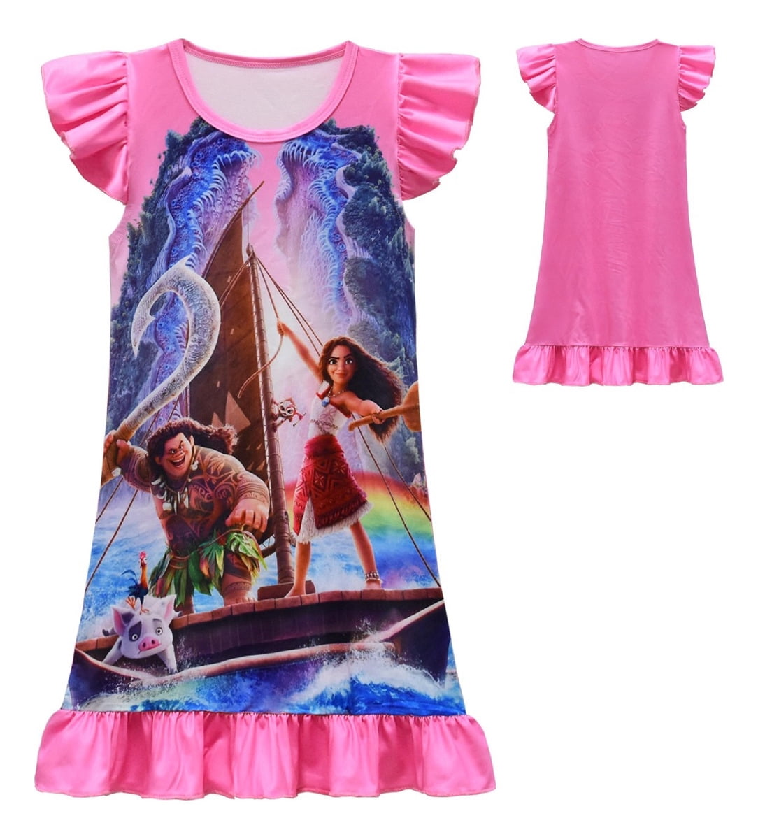Girls Moana 2 Sailing Journey Nightgown – Kids Ocean Wave Pajamas Sleep ...