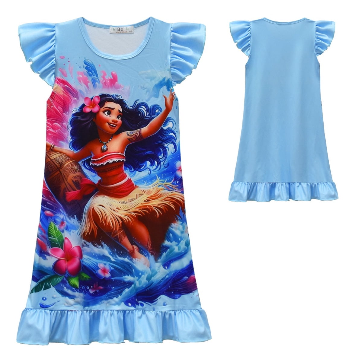Girls Moana 2 Shooting Star Nightgown Pajamas – Kids Purple Starry Sky ...
