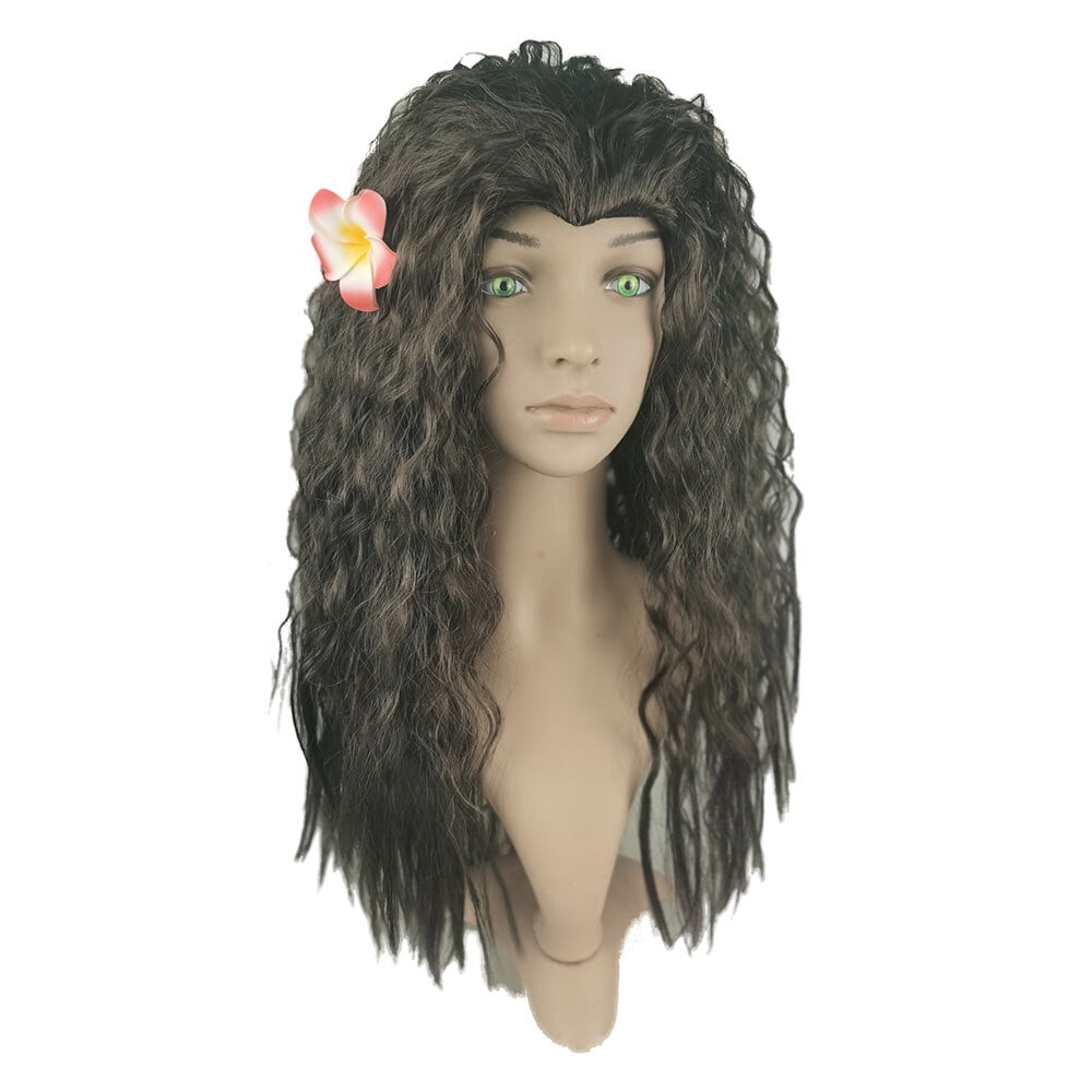 Girls Moana Wig Dress up Long Curly Cosplay Princess Halloween Costumes ...